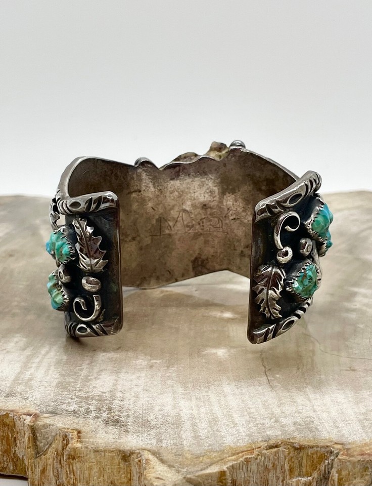 MASSIVE Antique Old Pawn Navajo Sterling Silver Turquoise Arrowhead ...