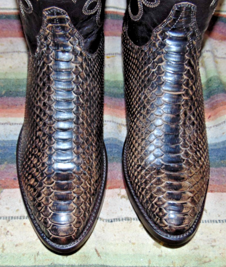 Mens Rujo The Zeke Brown Snakeskin / Leather Cowboy Boots 9.5 D New in ...