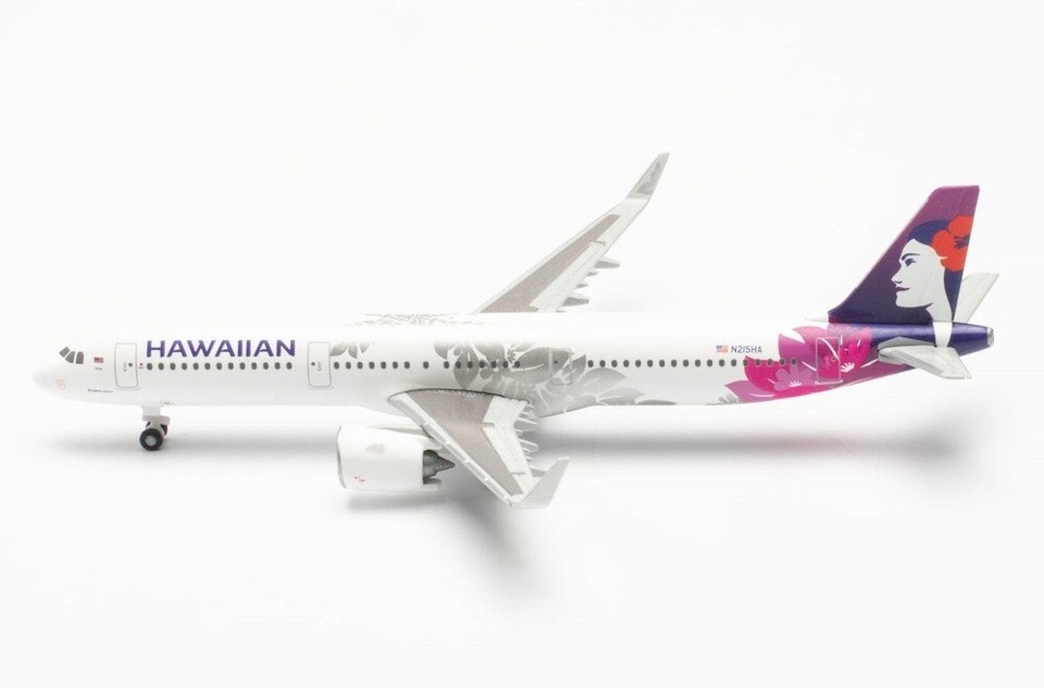 New! Herpa 537049 Hawaiian Airlines Airbus A321neo "Uhiuhi" - 1:500 ...