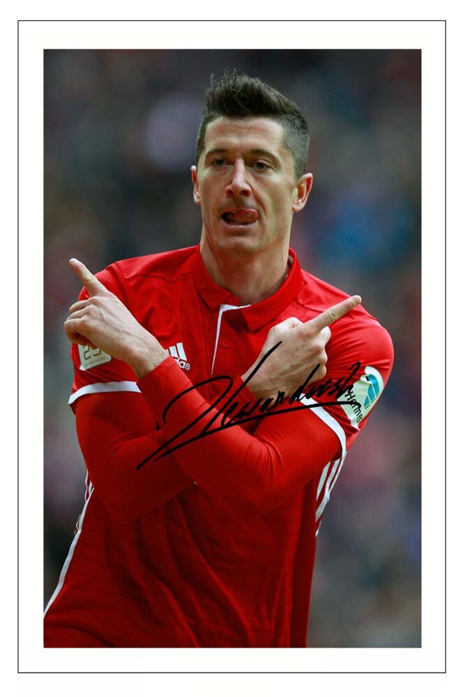 ROBERT LEWANDOWSKI Signed Autograph PHOTO Signature Print BAYERN MUNICH ...