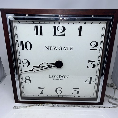 NEWGATE Quad Wall Clock 18x18”Square Clock Bold Industrial Dark Wood ...
