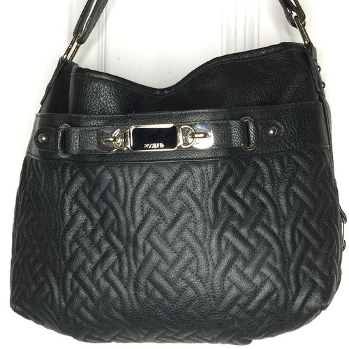 Rosetti Shoulder Bag silver Metal Accents Classic Black crosshatch pattern | eBay