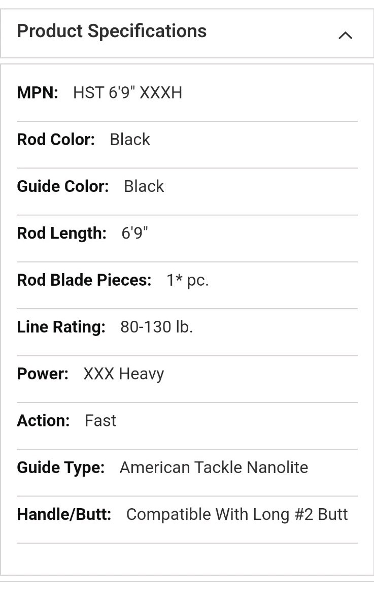 Seeker High Speed Trolling Rod Blade HST 6'9" XXXH 80-130# | eBay