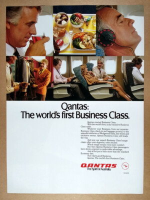 1987 Qantas Airlines Business Class photos vintage print Ad | eBay