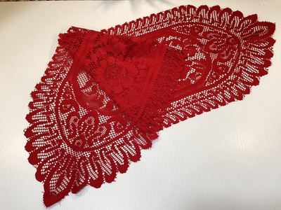 Christmas Table Runner Red Lace Runner 13” x 50” Bright Red Color NWOT ...