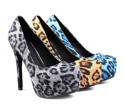 3 Color Slip On Classic Leopard Print Stiletto Platform Women 5.5" High ...