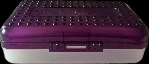 VTG Spacemaker Pencil Box Purple Top Frosted Clear Bottom | eBay
