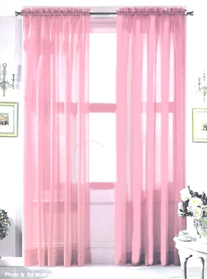 NEW USA DuPont Dacron Polyester 90" Long Rod Pocket Curtain Pair - FREE ...