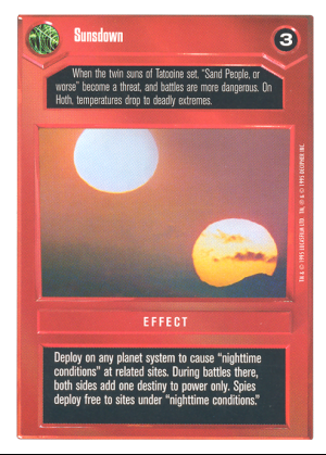 SWCCG: Sunsdown [White Border] [Ungraded] Premiere SW White Border Star ...