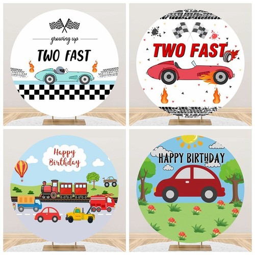 Round Backdrops Birthday Background Car Racing Kids Banner Photo Shoot ...