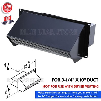 Wall Cap Duct Cover w Back-Draft Damper for Kitchen Range Hood ...
