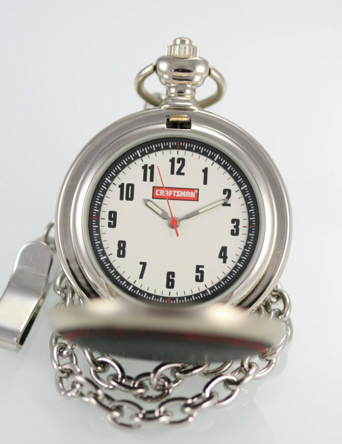Craftsman White Mens Stainless Steel Silver Quartz Battery Pocket Watch ...