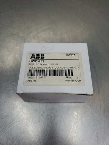 ABB S201-C3 Circuit Breaker, (2CDS251001R0034) LOT of 2. 4B-37 | eBay