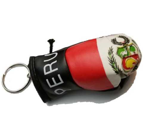 2PCS. Peru Peruvian Flag Keychain Boxing Glove Mini Key Chain Ring Fob ...