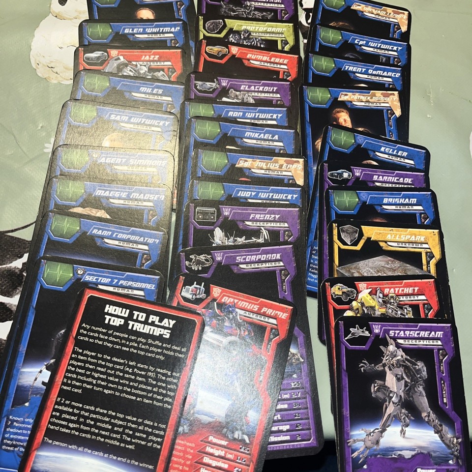 Transformers Specials Top Trumps Playing Cards 2007 Complete | eBay UK