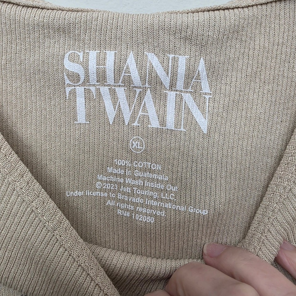 Shania Twain Tan Ribbed Graphic Tank Top Man I Feel Like A Woman XL NEW ...