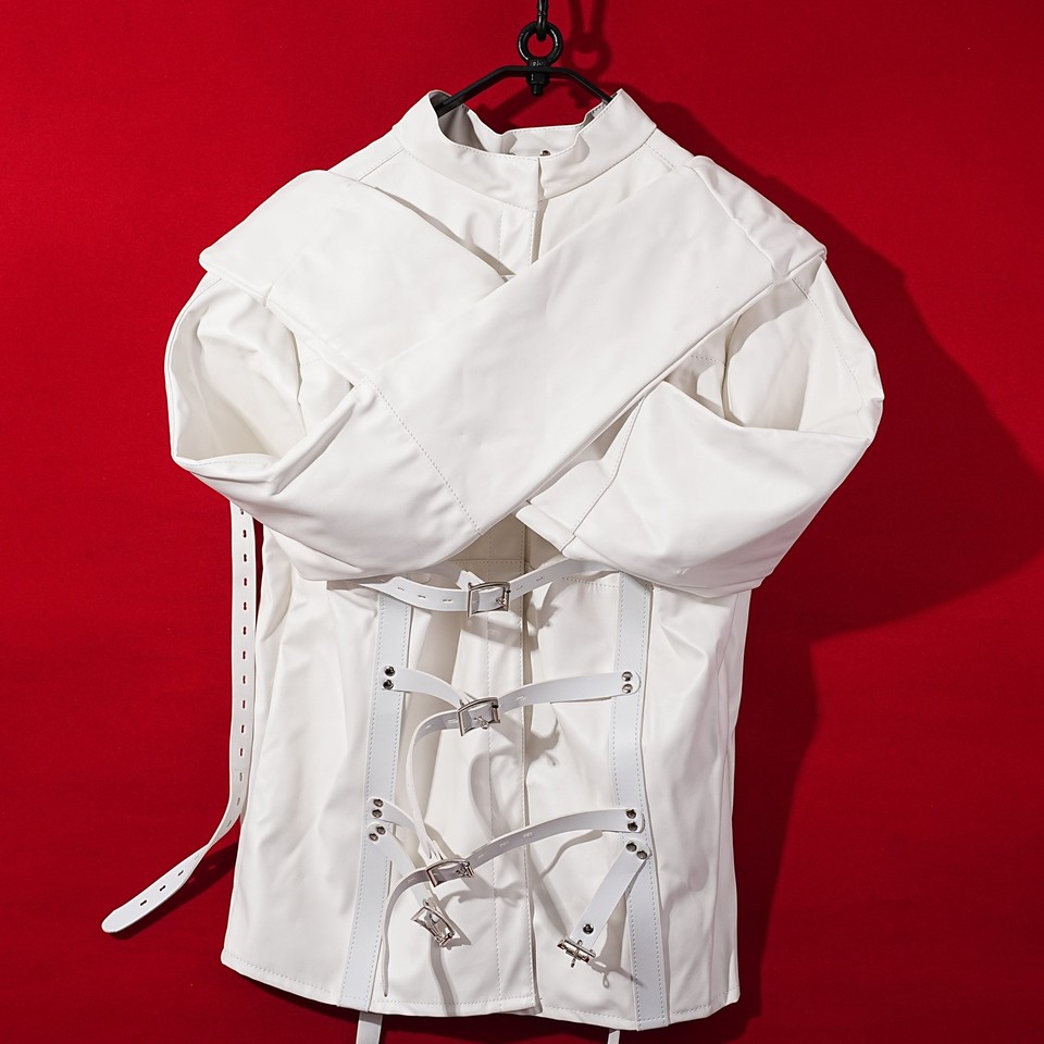 Women Costume PU Leather Binding Straight Jacket Body Harness Asylum ...