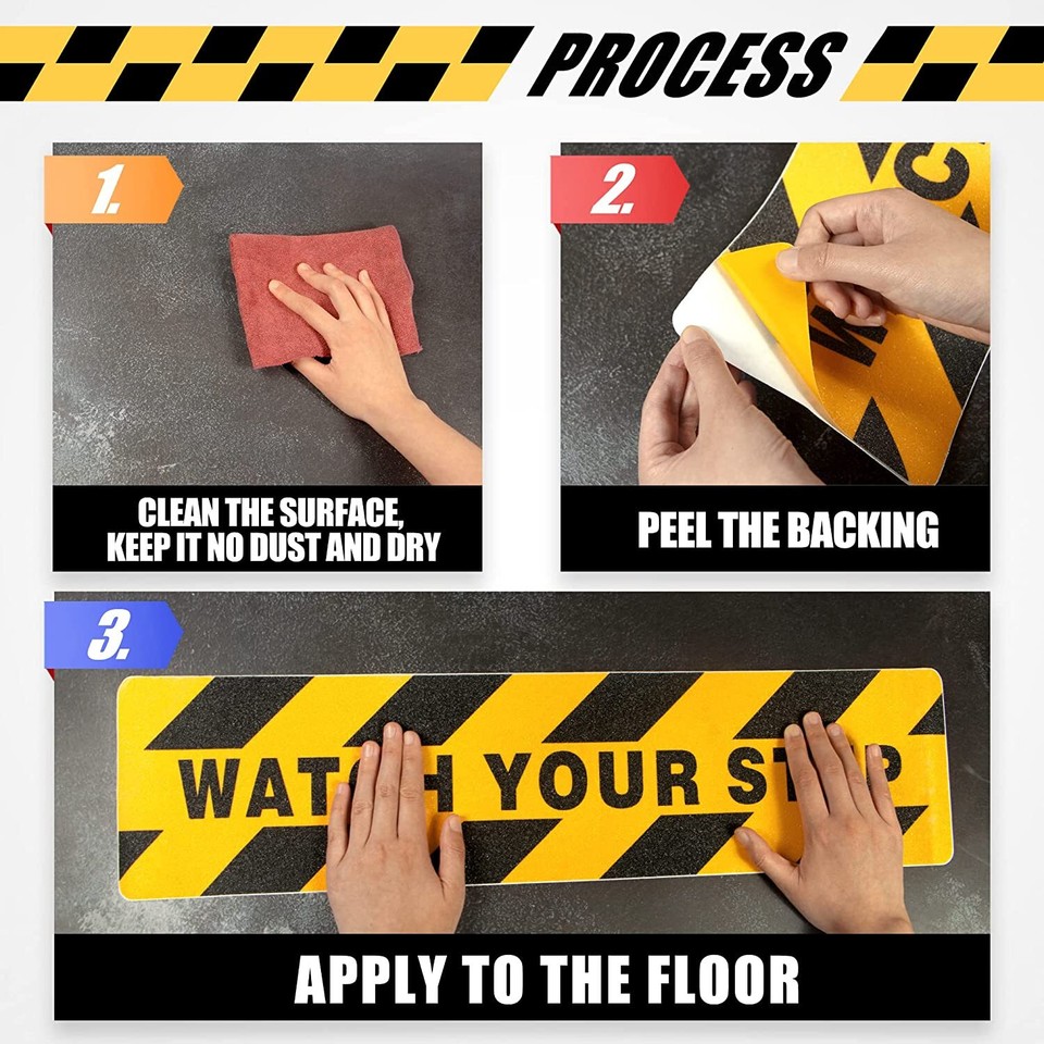6 Pack 24"x 6" Watch Your Step Floor Decal Sticker Prevent Accident ...