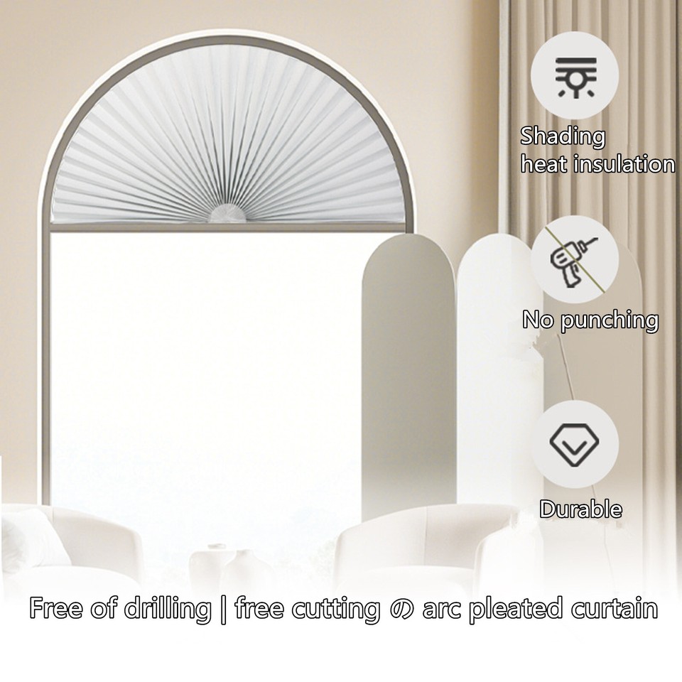 Arch Window Pleated Blind Half Circle Window Shades Cordless Round ...