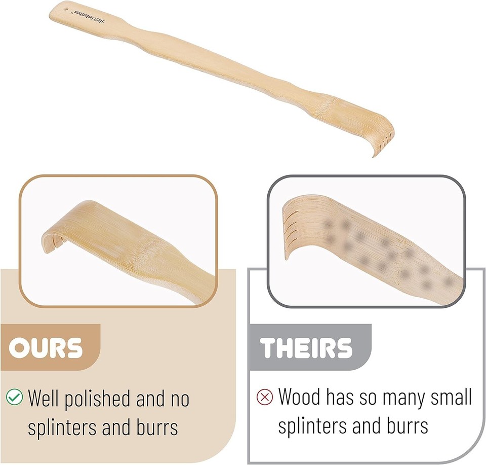 2Pcs Wooden Bamboo Back Scratcher Long Handle Itch Relief Finger-Like ...