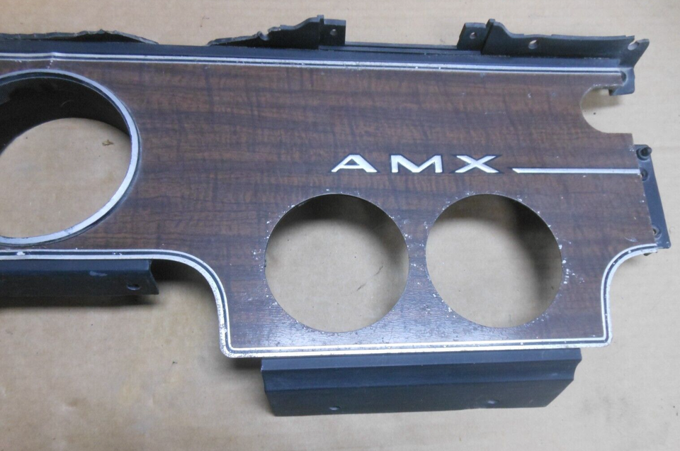 1970 70 AMC AMX WOODGRAIN DASH TRIM OVERLAY BLACK PLASTIC PANEL OEM AC ...