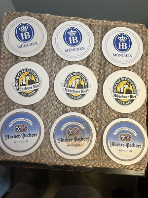 Nine German Beer Coasters München Münchner Reinheisgebot Bier Hacker ...