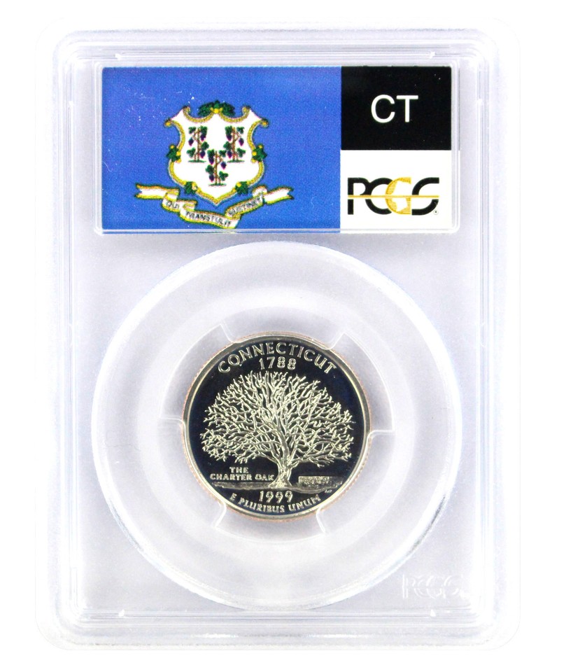 PCGS PR69DCAM 1999 S CLAD CONNECTIC STATE PROOF DEEP CAMEO QUARTER COIN ...