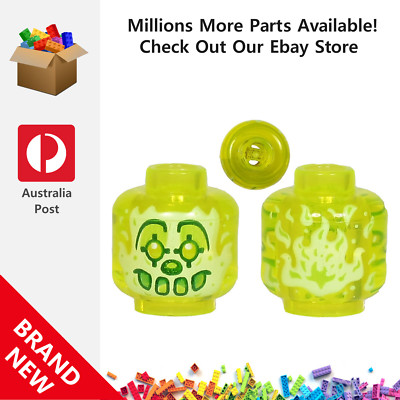 Genuine LEGO™ Transparent Neon Green Minifigure Head Alien Ghost Clown ...