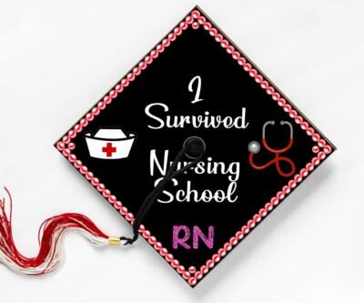 I Survived Nursing School, RN, Nursing Student, Graduation Cap Topper ...