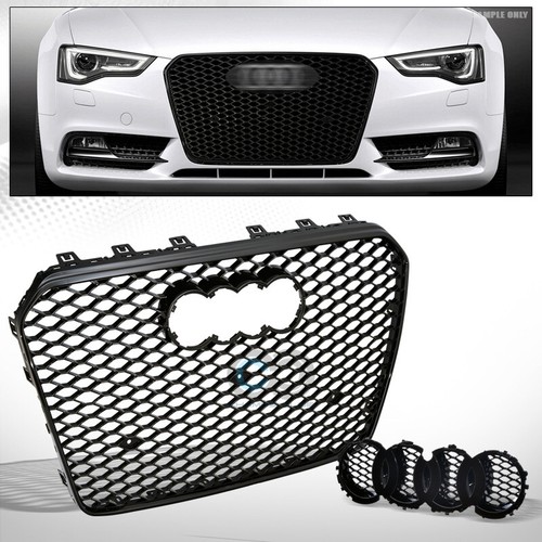 For 13-16 Audi A5/S5 B8.5 Glossy Blk RS Honeycomb Mesh Front Bumper ...