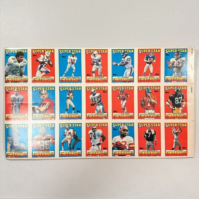 UNCUT SHEET 1988 Topps SUPER STAR NFL Mini Card/Stickers Set Size 15 ...