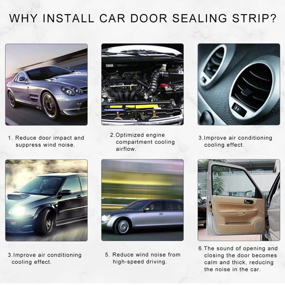 6M Rubber Seal Weather Strip Door Window Lock Trunk Hood Edge Trim For ...