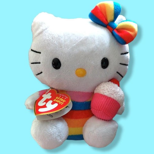 6" Hello Kitty rainbow Ty plush toy with cupcake | eBay
