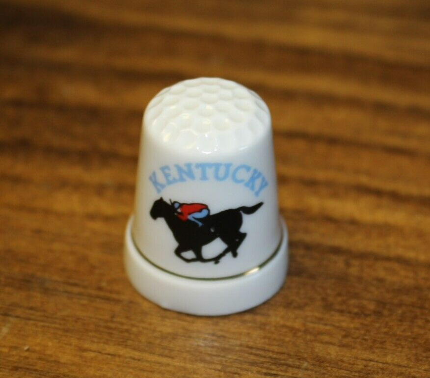State of Kentucy Souvenir Thimble with Horse and Rider Derby | eBay