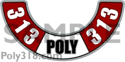 Small Poly 313 Engine Air Cleaner Decal Sticker Fits Plymouth Chrysler ...
