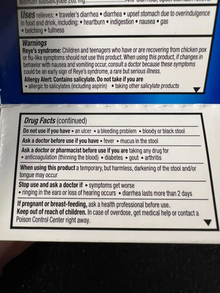 Kaopectate Bismuth Subsalicylate 42 Coated Caplets Anti Diarrheal Upset ...