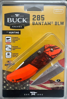 New Buck 285 Bantam BLW Mossy Oak Blaze Breakup Orange Folding Knife ...