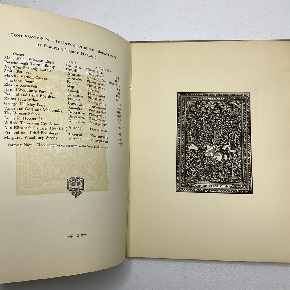 Bookplate Ex Libris Eleanor Roosevelt 1937 Year Book American Society ...