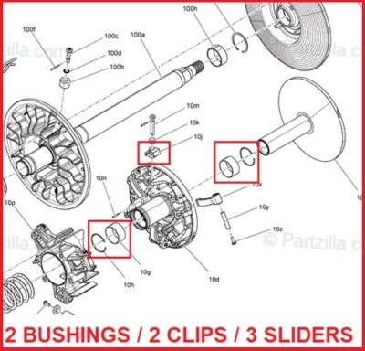 3 PRIMARY DRIVE CLUTCH SLIDER / 2 BUSHING REBUILD SKI DOO 600 SKANDIC ...