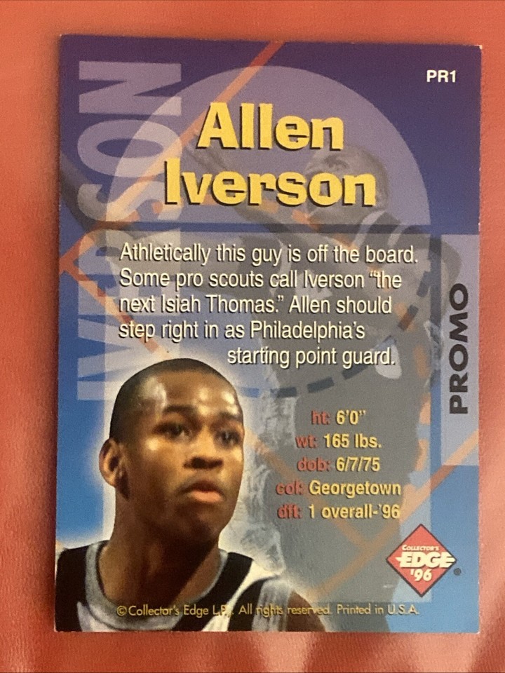 Allen Iverson 1996 Collectors Edge Radical Recruits #PR1 - Promo 76ers ...