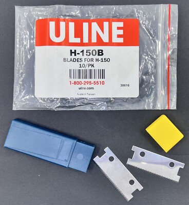 Two ULINE H-150B Replacement Tape Cutter Blades for H-150 2” Dispenser ...