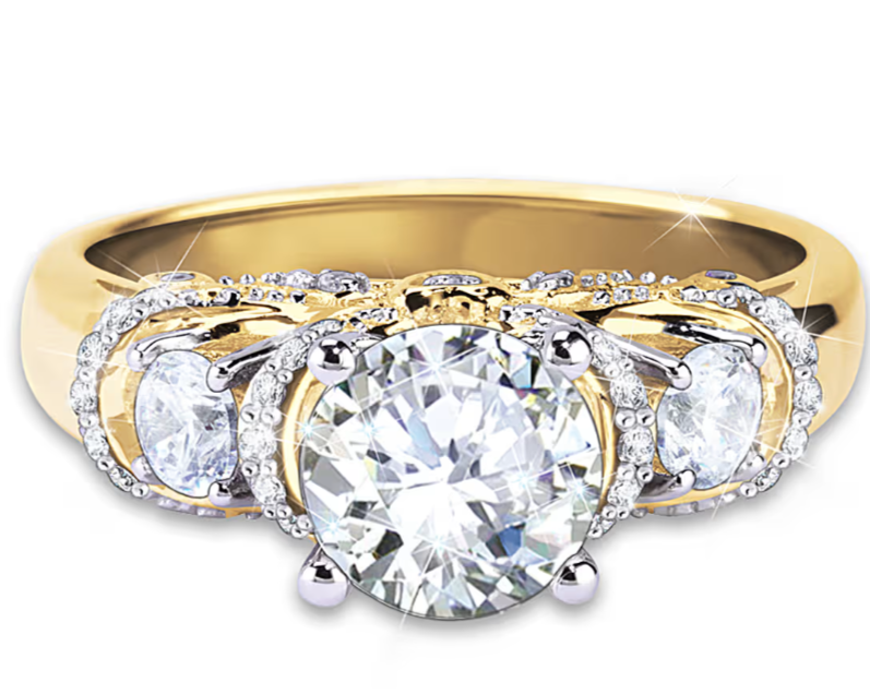 Bradford Exchange Diamonesk 18K plated sterling silver ring Size 6.5 ...