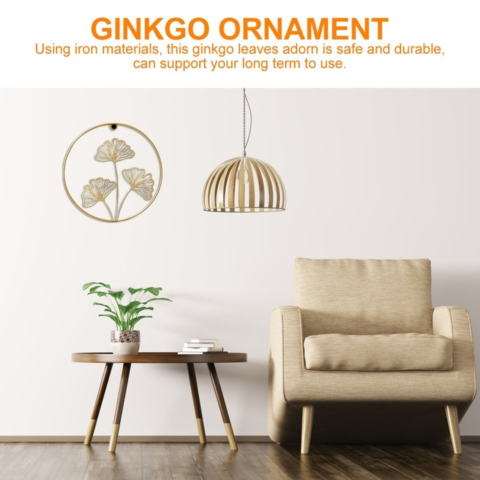 Ginkgo Adorn Hanging Iron Ginkgo Decor Garden Simulated Ginkgo Leaves ...