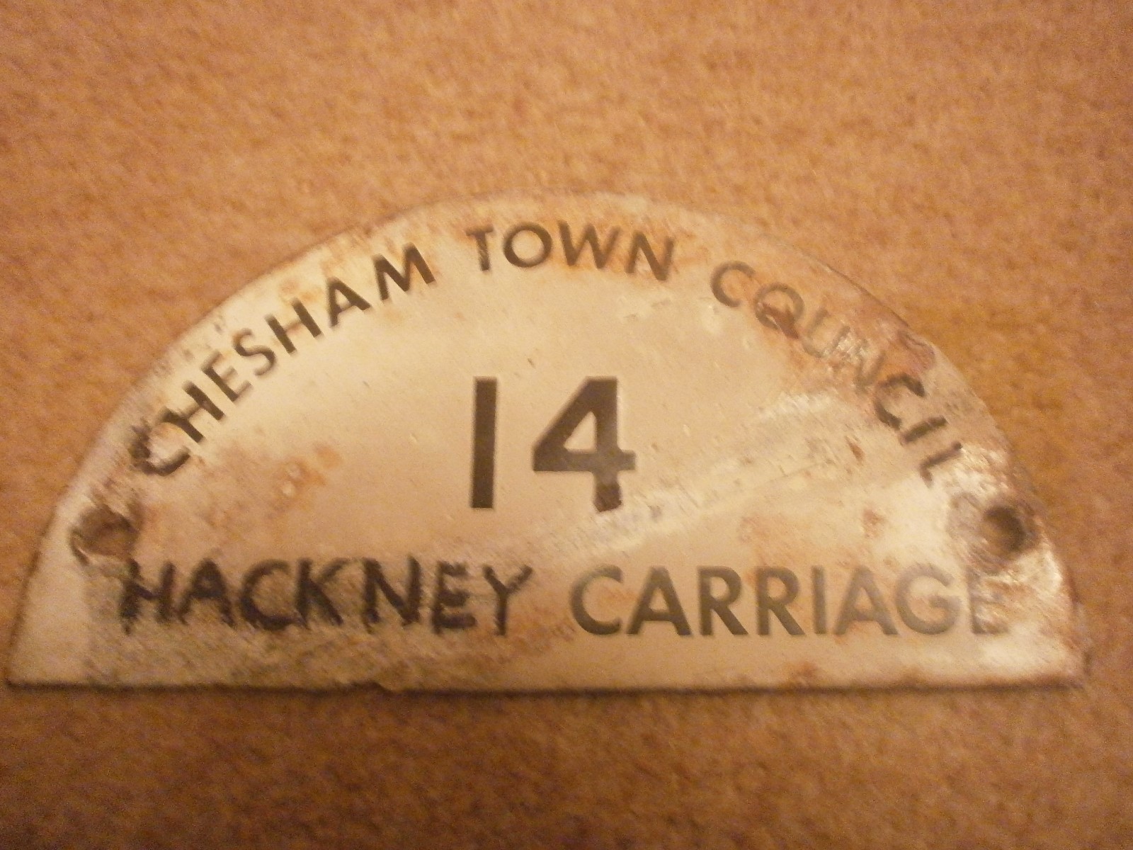 GREAT BRITAIN ENGLAND CHESHAM TOWN COUNCIL CAB HACKNEY CARRIAGE # 14 ...