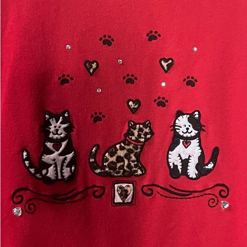 Fashion Bug Red Women's Vintage Cat Lady Sweater Sz 26/28W | eBay