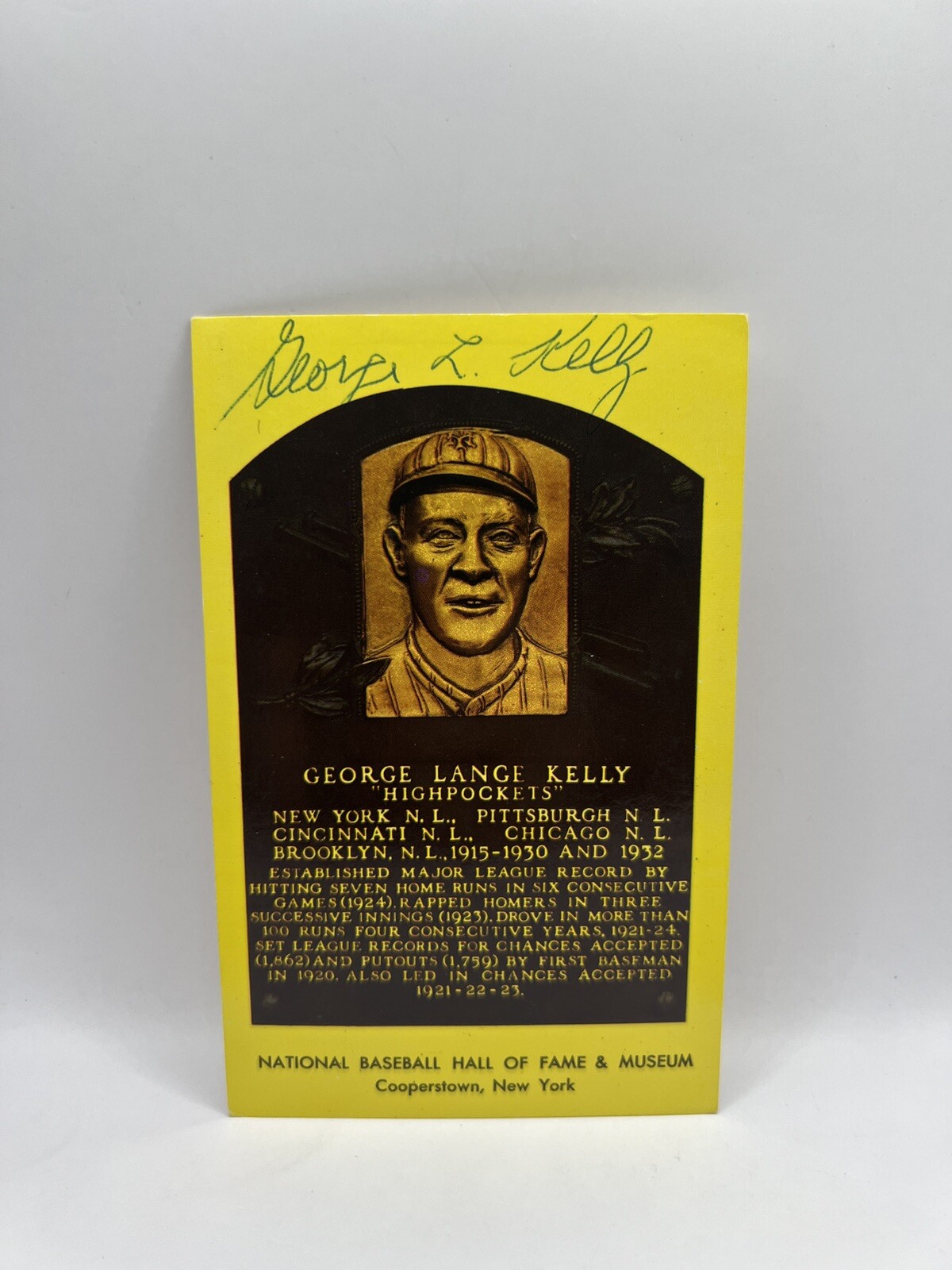 George Kelly Signed Hall Of Fame Plaque Postcard Beckett Auto COA | eBay