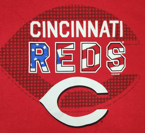 Cincinnati Reds T-shirt Mens Large Red MLB Genuine Patriotic USA Flag ...