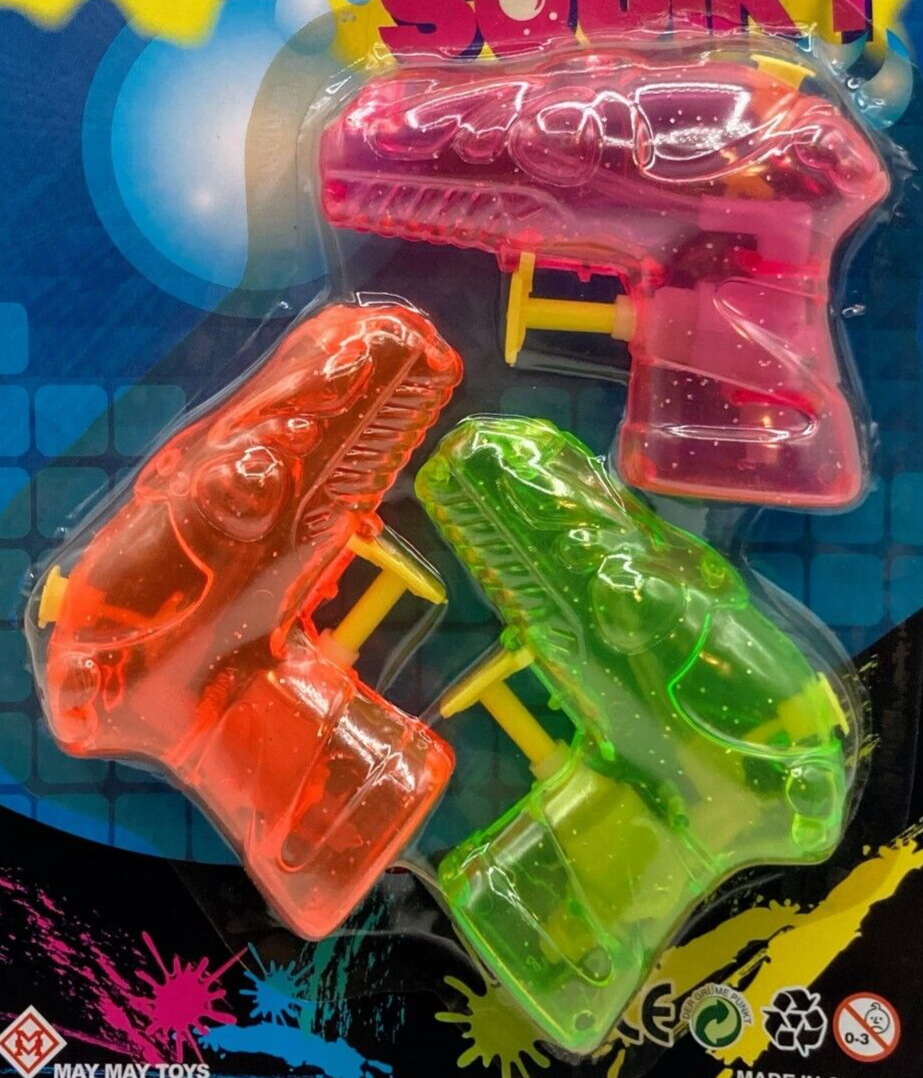 Power Squirt Plastic Toy Water Guns 3 Pk Translucent Orange Pink Green ...