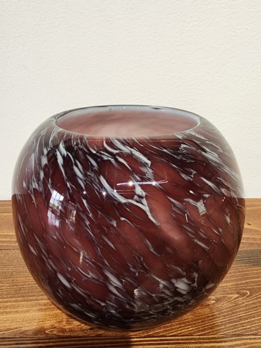 HQT Hand Blown Purple White Black Marble Glass Globe Vase Handmade ...