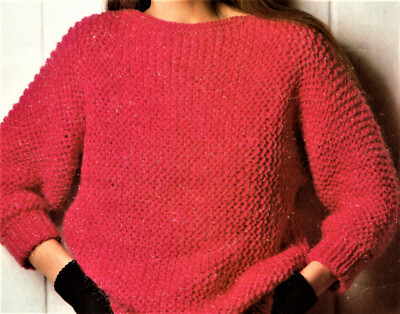 Odd Pins Ladies Garter Stitch Slash Neck Sweater Knitting Pattern 32-40 ...